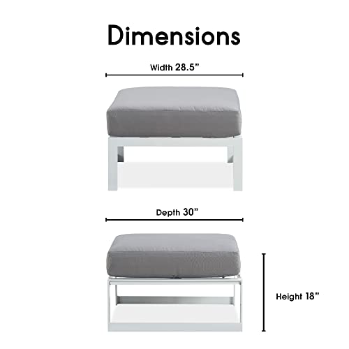 Elle Decor Modern Mirabelle Outdoor Patio Modular Furniture Collection, White or Gold Frame, Ottoman, White