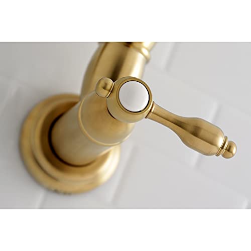 Kingston Brass KS3107TAL Wall Mount Pot Filler Kitchen Faucet, Brushed Brass