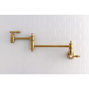 Kingston Brass KS3107TAL Wall Mount Pot Filler Kitchen Faucet, Brushed Brass