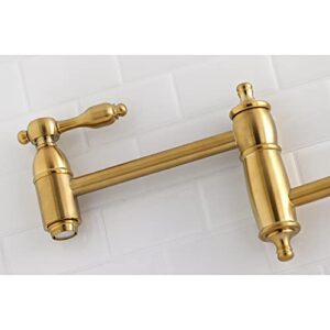 Kingston Brass KS3107TAL Wall Mount Pot Filler Kitchen Faucet, Brushed Brass