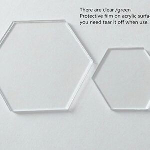 Clear Acrylic Laser Cut Hexagon Sheet, Hexagon Place Cards for Table Numbers, Guest Name, Food Signs and Special Event Decoration and DIY Accessory (3.0")