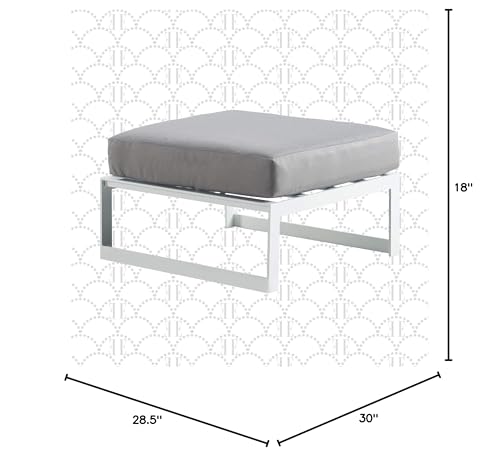 Elle Decor Modern Mirabelle Outdoor Patio Modular Furniture Collection, White or Gold Frame, Ottoman, White