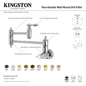 Kingston Brass KS3107TAL Wall Mount Pot Filler Kitchen Faucet, Brushed Brass