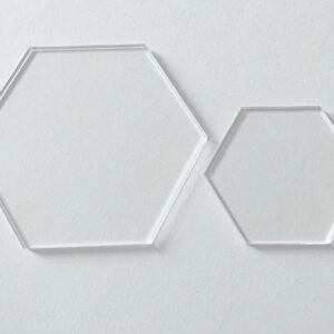 Clear Acrylic Laser Cut Hexagon Sheet, Hexagon Place Cards for Table Numbers, Guest Name, Food Signs and Special Event Decoration and DIY Accessory (3.0")