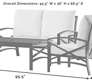 Crosley Furniture Kaplan 3-Piece Outdoor Loveseat Patio Furniture Set, Conversation Sets for Porch, Deck, Oiled Bronze with Mist Cushions