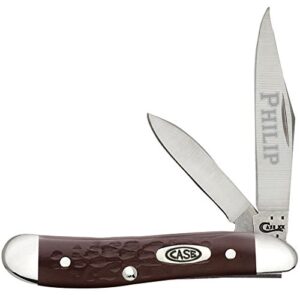 case personalized brown jigged peanut small pocket knife - free laser engraving