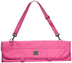 mercer culinary 7-pocket knife roll storage bag, pink