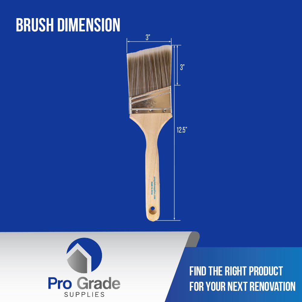 Pro Grade - Paint Brushes - 12Ea 3" Angle Brushes