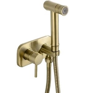 trustmi bathroom concealed hot and cold bidet spray set hand held sprayer shattaf warm water toilet attachment, brushed gold