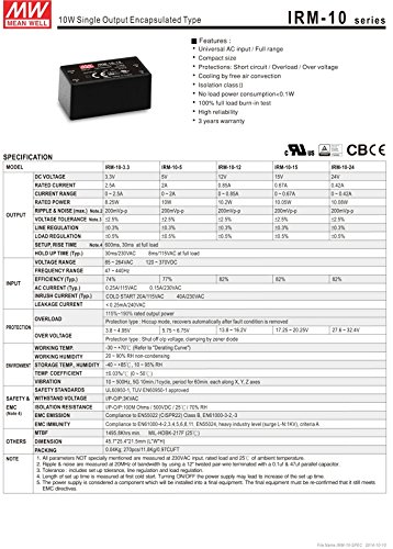 Industrial Open Frame 10.2W 12V 0.85A IRM-10-12 Meanwell AC-DC SMPS IRM-10 MEAN WELL Switching Power Supply