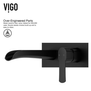 VIGO Cornelius 3.125 inch H Single Handle Bathroom Faucet in Matte Black - Wall Mount Faucet - Rough-in Valve Included VG05004MB