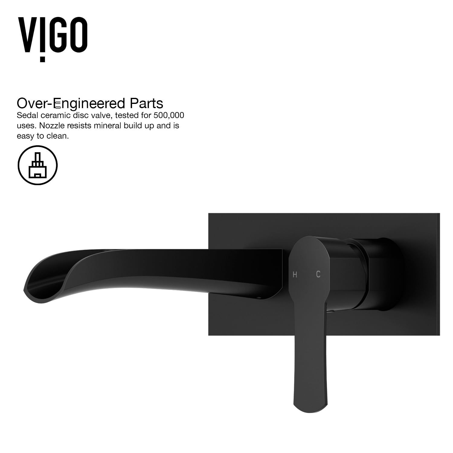 VIGO Cornelius 3.125 inch H Single Handle Bathroom Faucet in Matte Black - Wall Mount Faucet - Rough-in Valve Included VG05004MB