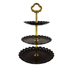 artliving 3-tier plastic cake stand dessert stand cupcake stand tea party serving platter black gold