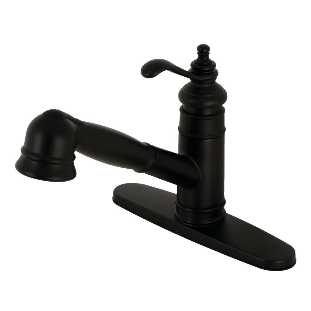 Kingston Brass GSC7570TL Templeton Single-Handle Pull-Out Kitchen Faucet, 8-9/16", Matte Black