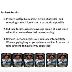 T-REX Waterproof Tape for Wet or Rough / Dirty Surfaces Including Underwater, Leaks, Hose Repair and More, 4" x 5', Black, 1-Roll (285987)