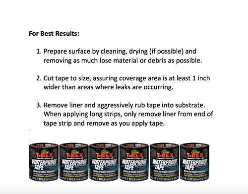 T-REX Waterproof Tape for Wet or Rough / Dirty Surfaces Including Underwater, Leaks, Hose Repair and More, 4" x 5', Black, 1-Roll (285987)