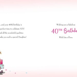 Piccadilly Greetings Traditional Milestone Age Birthday Card Age 40 Daughter - 10 x 7 inches -