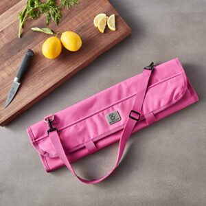 Mercer Culinary 7-Pocket Knife Roll Storage Bag, Pink