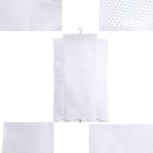 ALYER Breathable Mesh Laundry Hamper,Foldable Hanging Storage Basket,Portable Space Saving Storage Bag (White)