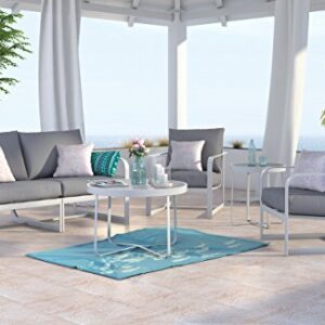 Elle Decor Modern Mirabelle Outdoor Patio Modular Furniture Collection, White or Gold Frame, Ottoman, White