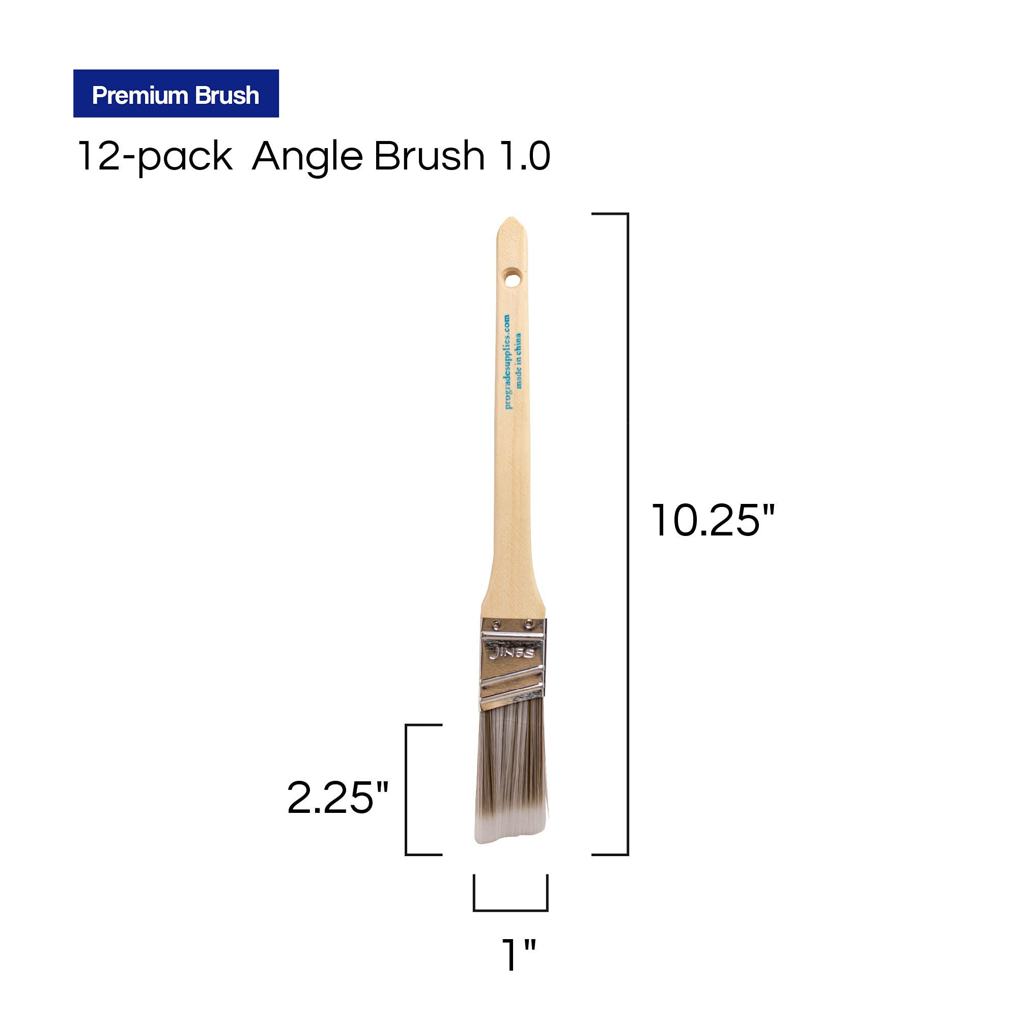 12PK 1 inch Angle Brush Premium Wall/Trim House Paint Brush Set Great for Professional Painter and Home Owners Painting Brushes for Cabinet Decks Fences Interior Exterior & Commercial Paintbrush.