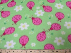 lady bugs on lime fleece 334