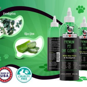 Cat & Dog Ear Cleaner Solution - Itch Relief for Dogs and Cats - Clear, No Mess Formula, Pet Ear Cleaner with Aloe Vera & Eucalyptus (1 btl)