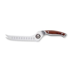 ergo chef guy fieri knuckle sandwich off-set 6-inch serrated utility knife, premium high carbon 7cr17mov stainless steel blade, custom style prong tip, ergonomic pakkawood handle