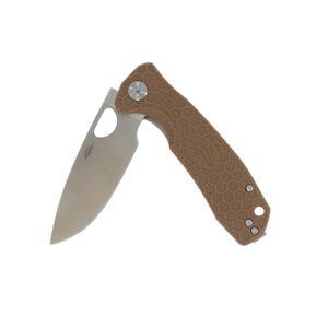 Western Active Honey Badger Small Pocket Knife EDC Drop Point Folding Utility Knife 2.8" Steel Blade, Reversible Pocket Clip, Folding Pocket Knife - (2.6oz) Drop Point Small Tan HB1022