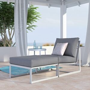 Elle Decor Modern Mirabelle Outdoor Patio Modular Furniture Collection, White or Gold Frame, Ottoman, White