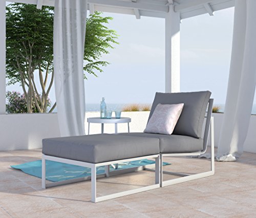 Elle Decor Modern Mirabelle Outdoor Patio Modular Furniture Collection, White or Gold Frame, Ottoman, White