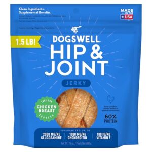 dogswell jerky hip and joint dog treats grain free made in usa only, glucosamine and chondroitin, 24 oz chicken