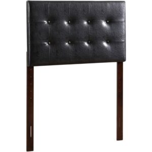 glory furniture super nova faux leather upholstered twin headboard in black