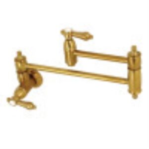 kingston brass ks3107bal wall mount pot filler kitchen faucet, brushed brass