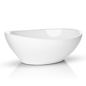 Miligoré 16" x 13" Oval White Ceramic Vessel Sink - Modern Egg Shape Above Counter Bathroom Vanity Bowl