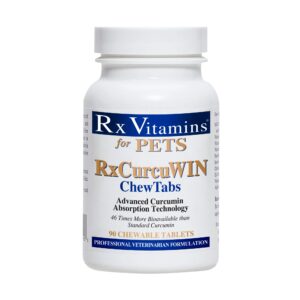 rx vitamins curcuwin curcumin for pets - cat immune support - dog digestive support - 90 ct