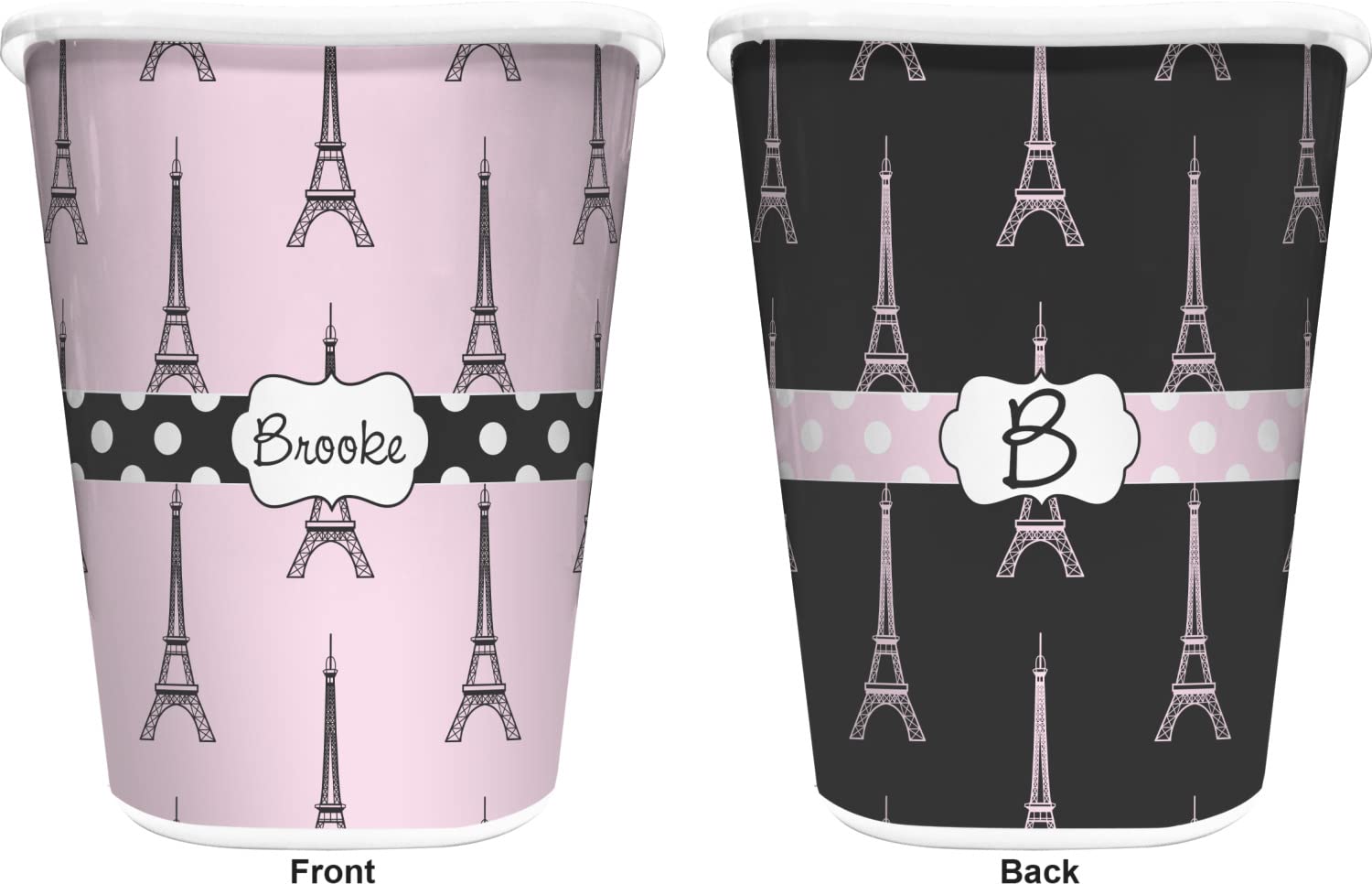 RNK Shops Personalized Eiffel Tower Waste Basket - Double Sided (Black)