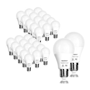 tenergy led light bulb, 9 watts (60w equivalent) a19 e26 medium standard base, 5000k daylight white energy saving light bulbs for office/home, 32 pack