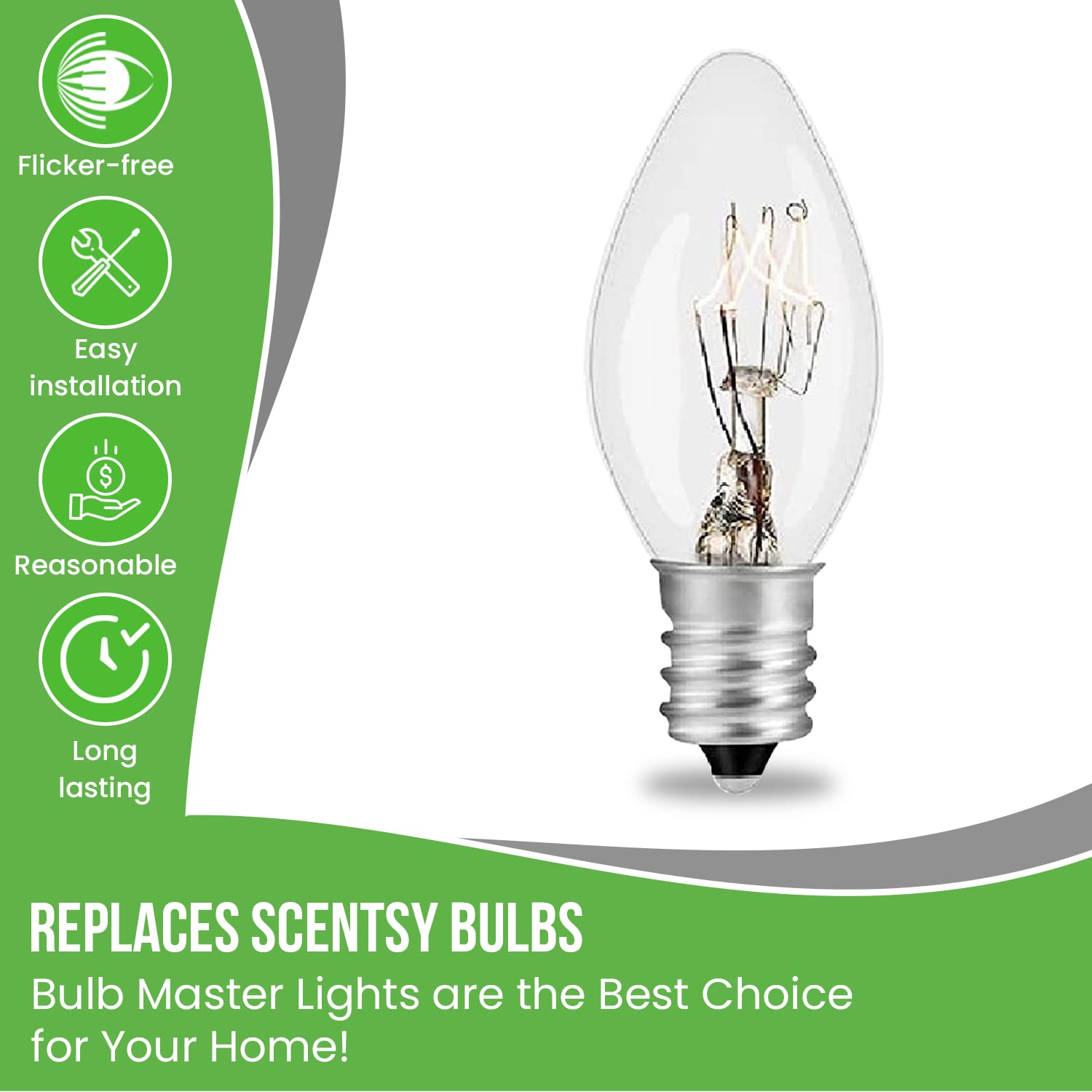 BULBMASTER 15 Watts Night Light Bulbs Replaces Scentsy Bulbs, Plug-in Warmers and Himalayan Salt Lamps Candelabra E12 Base 4-Pack