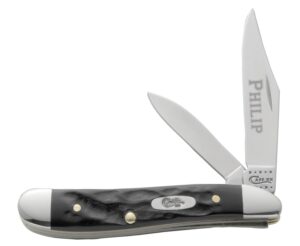 personalized rough black peanut pocket knife - free laser engraving