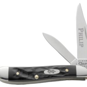 Personalized Rough Black Peanut Pocket Knife - Free laser engraving