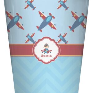 RNK Shops Personalized Airplane Theme Waste Basket - Double Sided (Black)