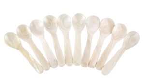 duebel set of 10 white mother of pearl 3.15′′ caviar spoons for caviar, egg, coffee serving (white, 8cm x 2.3cm)