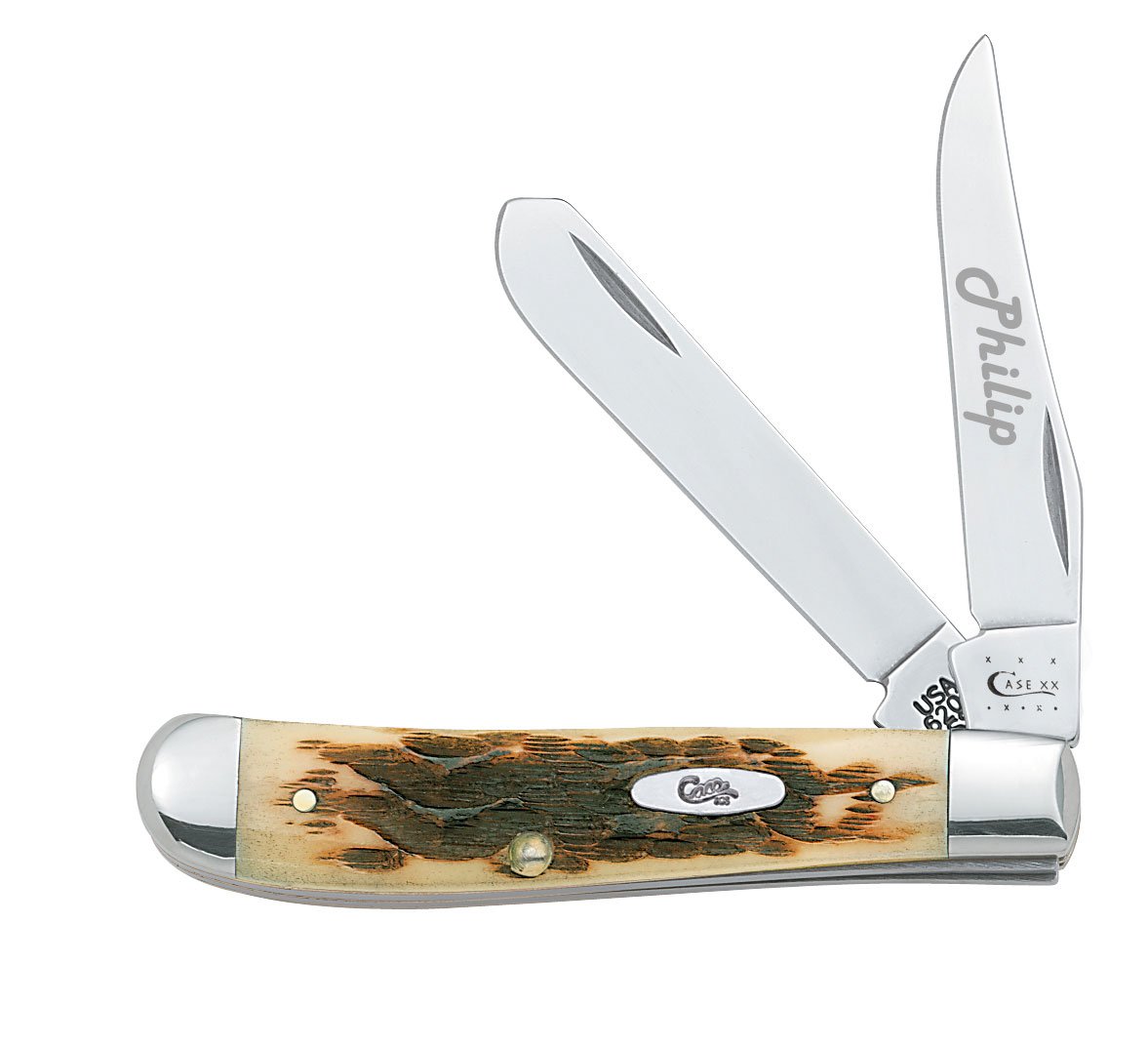 Case Personalized Amber Bone Mini Trapper Pocket Knife - Free Laser Engraving