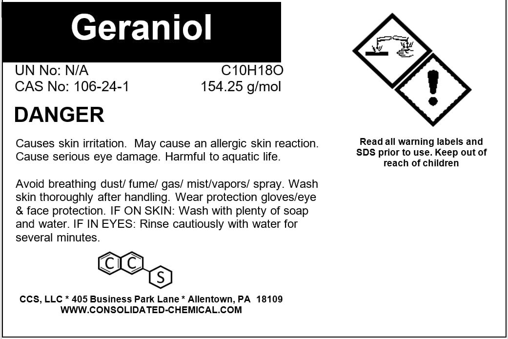 Geraniol - Premium High Purity Aroma Compound - 1000mL (32 Fl Oz)