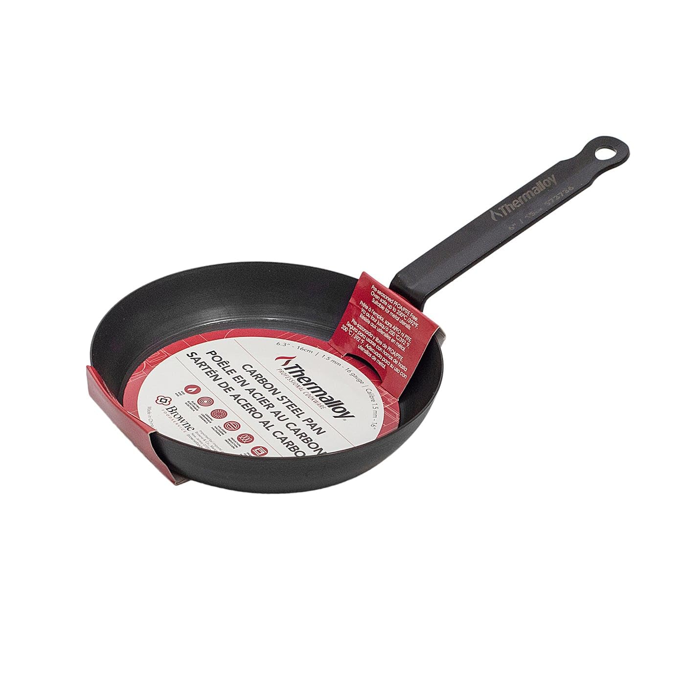 Thermalloy Browne Foodservice 573736 6.3" Carbon Steel Fry Pan