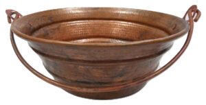 simplycopper natural fired 15" round copper vessel bucket bath sink