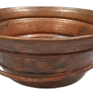 SimplyCopper Natural Fired 15" Round Copper Vessel BUCKET Bath Sink