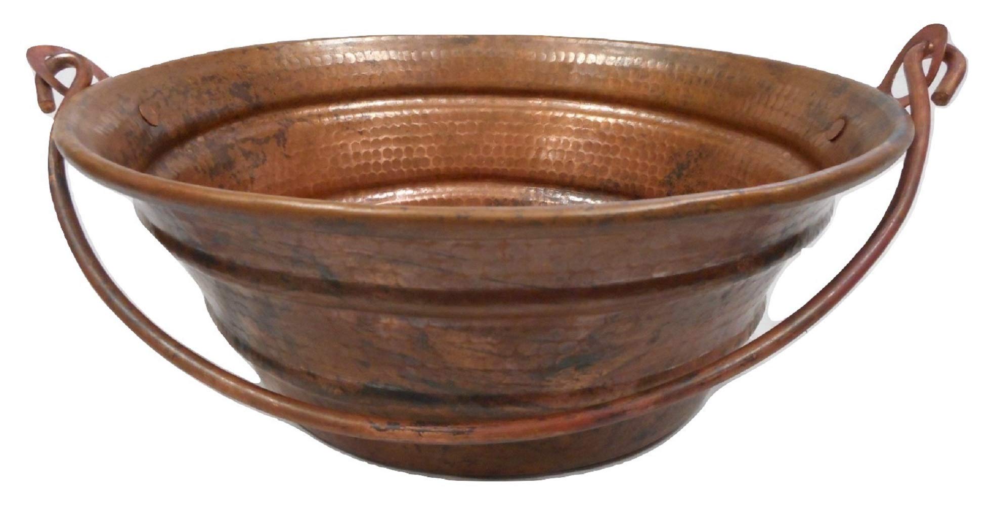 SimplyCopper Natural Fired 15" Round Copper Vessel BUCKET Bath Sink