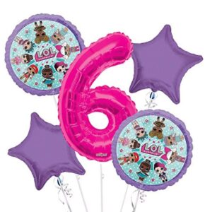 lol suprise balloon bouquet 6th birthday 5 pcs - party supplies